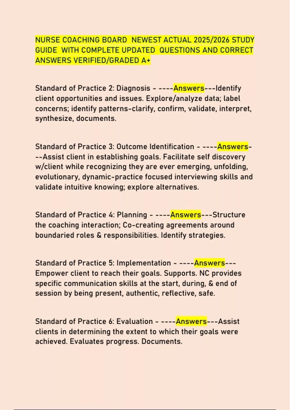 NURSE COACHING BOARD NEWEST ACTUAL 2025/2026 STUDY GUIDE WITH COMPLETE ...