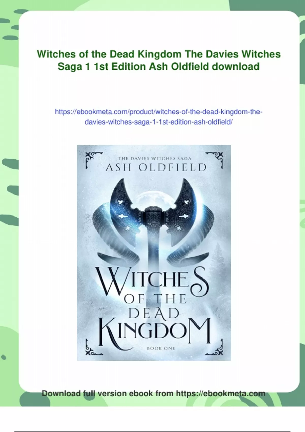 Summary Witches of the Dead Kingdom The Davies Witches Saga 1 1st ...