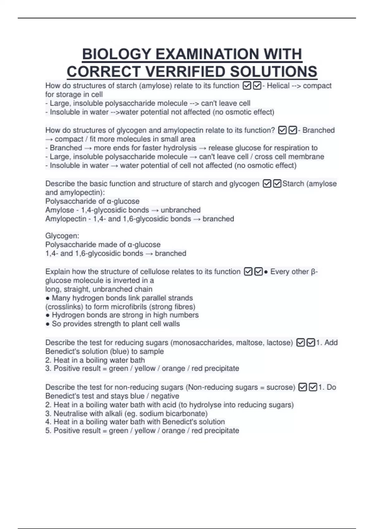 BIOLOGY EXAMINATION WITH CORRECT VERRIFIED SOLUTIONS - BIOLOGY E1 ...