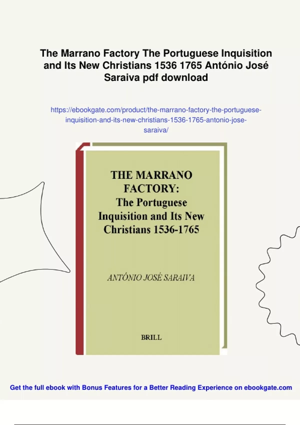 Summary The Marrano Factory The Portuguese Inquisition and Its New ...