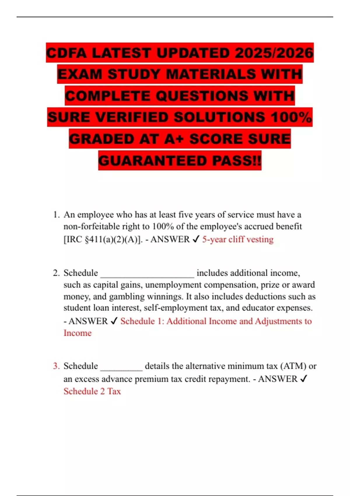 CDFA LATEST UPDATED 2025/2026 EXAM STUDY MATERIALS WITH COMPLETE ...