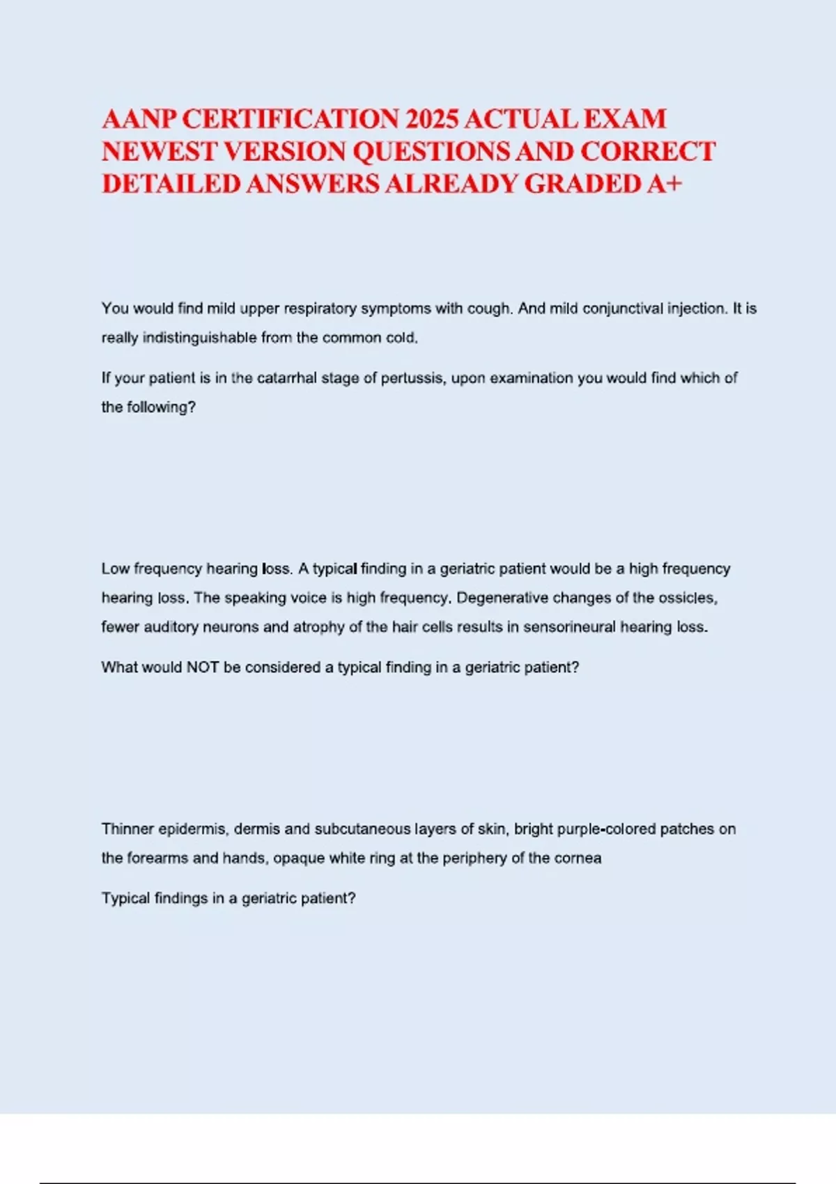 AANP CERTIFICATION 2025 ACTUAL EXAM NEWEST VERSION QUESTIONS AND ...