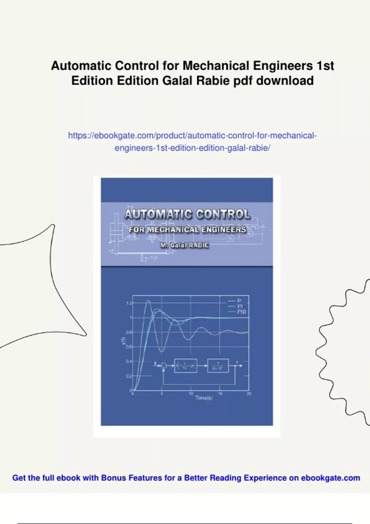 Summary Automatic Control for Mechanical Engineers 1st Edition Edition ...