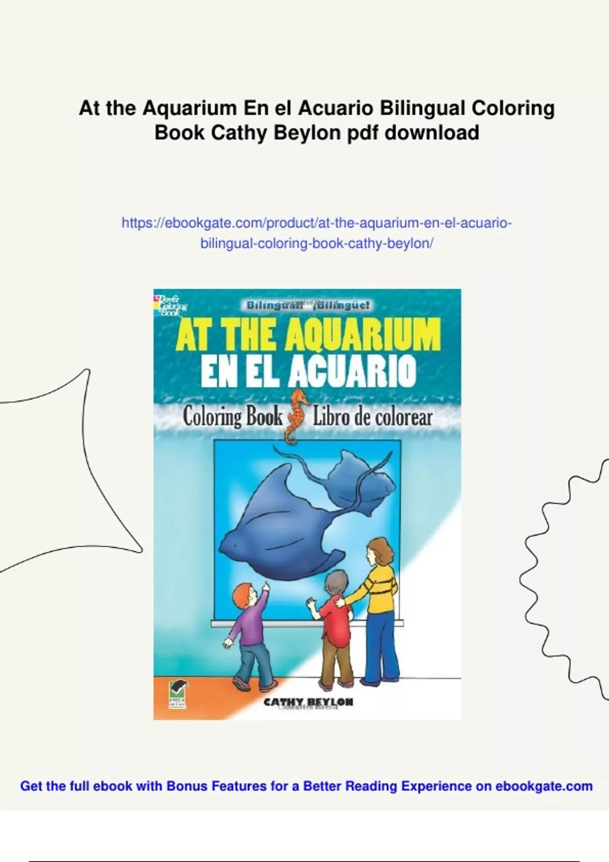 Summary At the Aquarium En el Acuario Bilingual Coloring Book Cathy ...