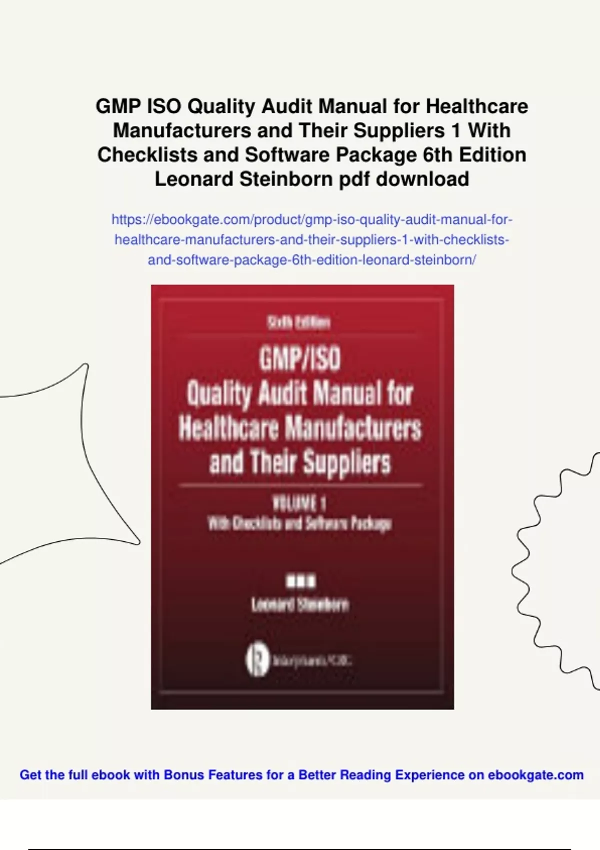 Summary GMP ISO Quality Audit Manual for Healthcare Manufacturers and ...