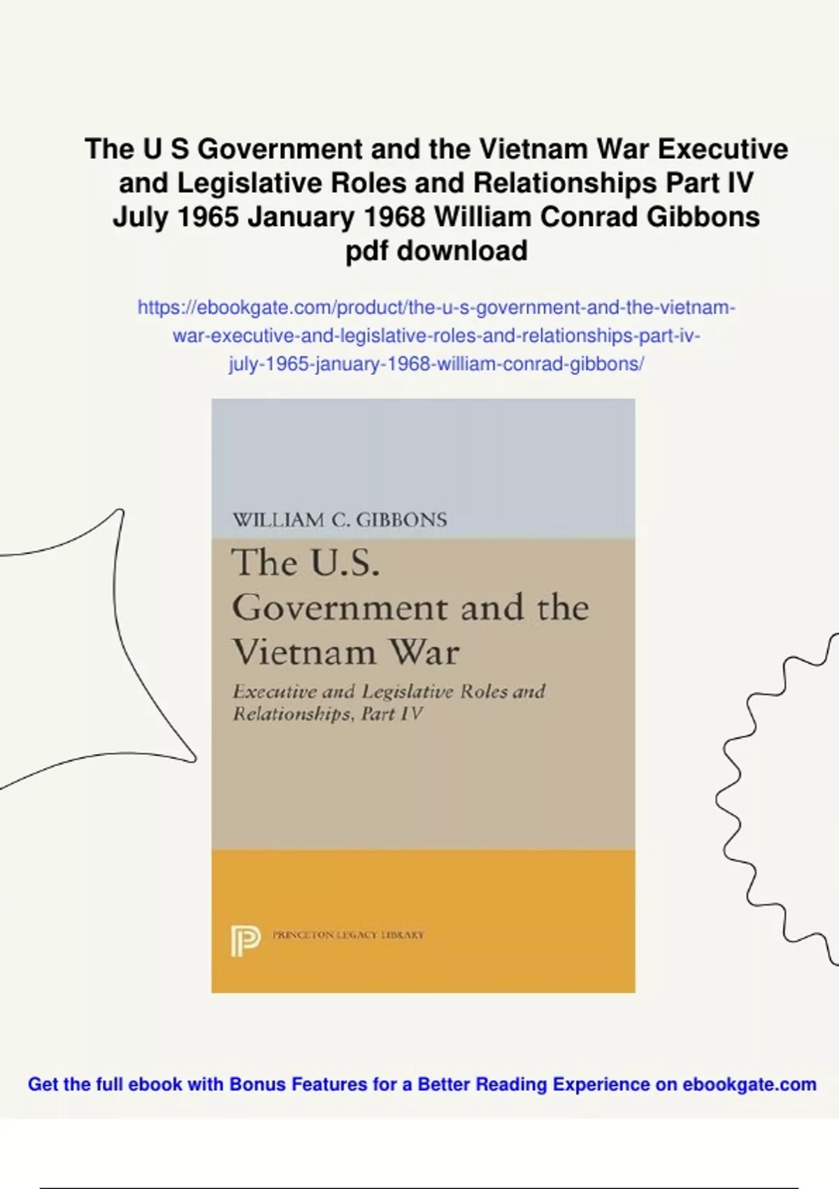 Summary The U S Government and the Vietnam War Executive and ...