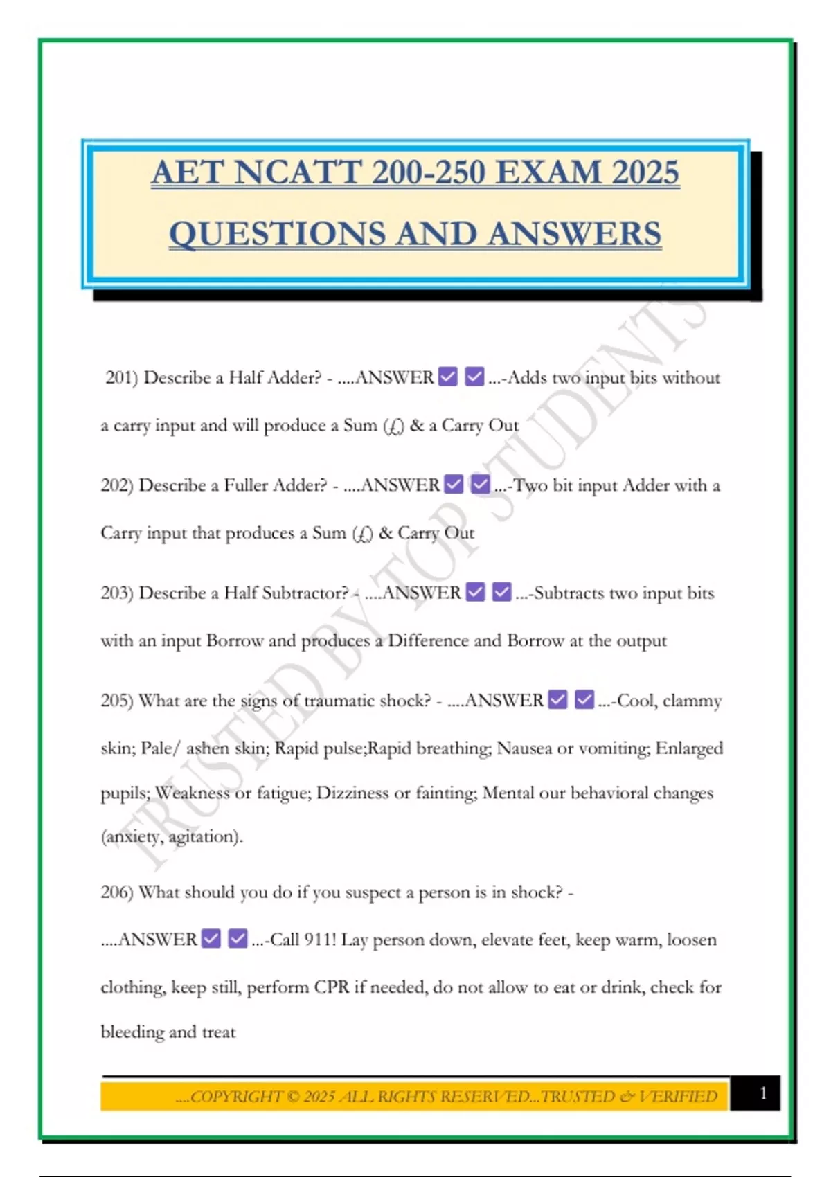 AET NCATT 200-250 EXAM 2025 QUESTIONS AND ANSWERS - NCATT - Stuvia US