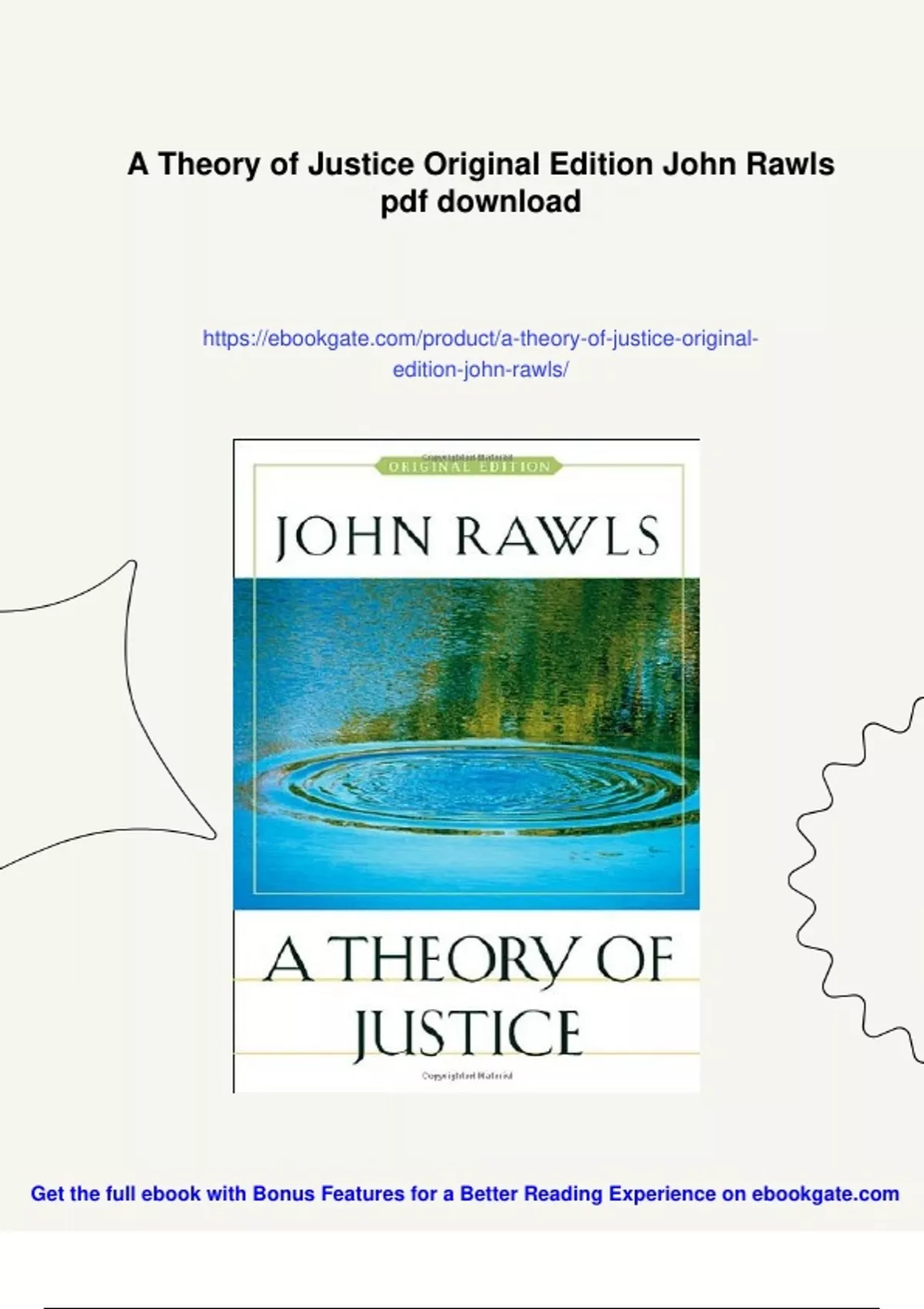 Summary A Theory of Justice Original Edition John Rawls - Digital ...