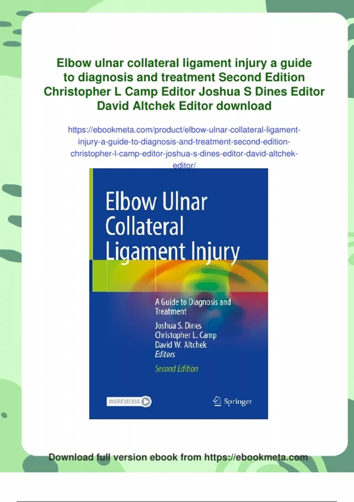 Summary Elbow ulnar collateral ligament injury a guide to diagnosis and ...