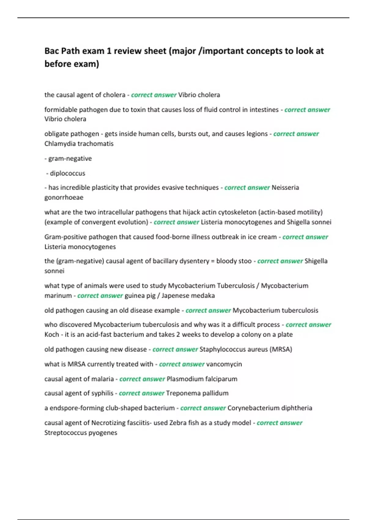 Bac Path exam 1 review sheet (major /important concepts to look at before exam) - Bac Path ...