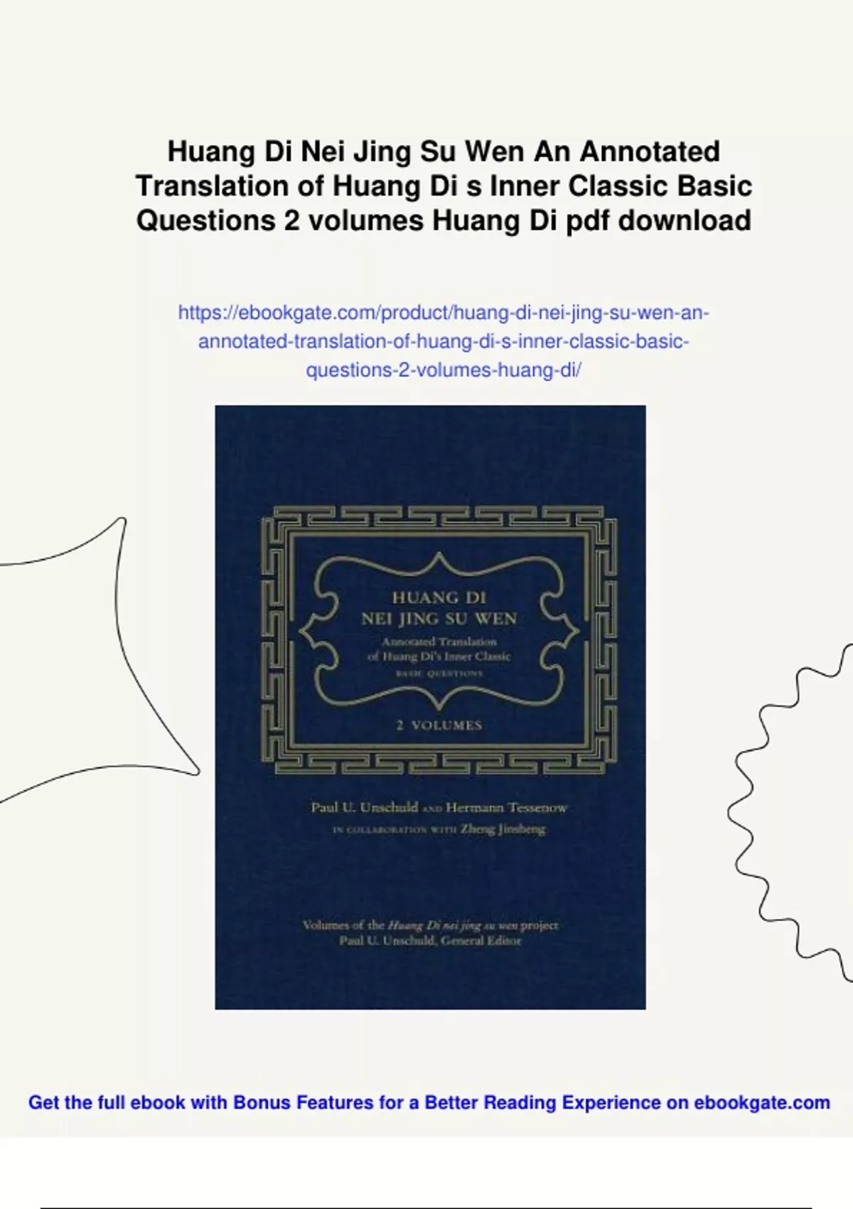 Summary Huang Di Nei Jing Su Wen An Annotated Translation of Huang Di s ...