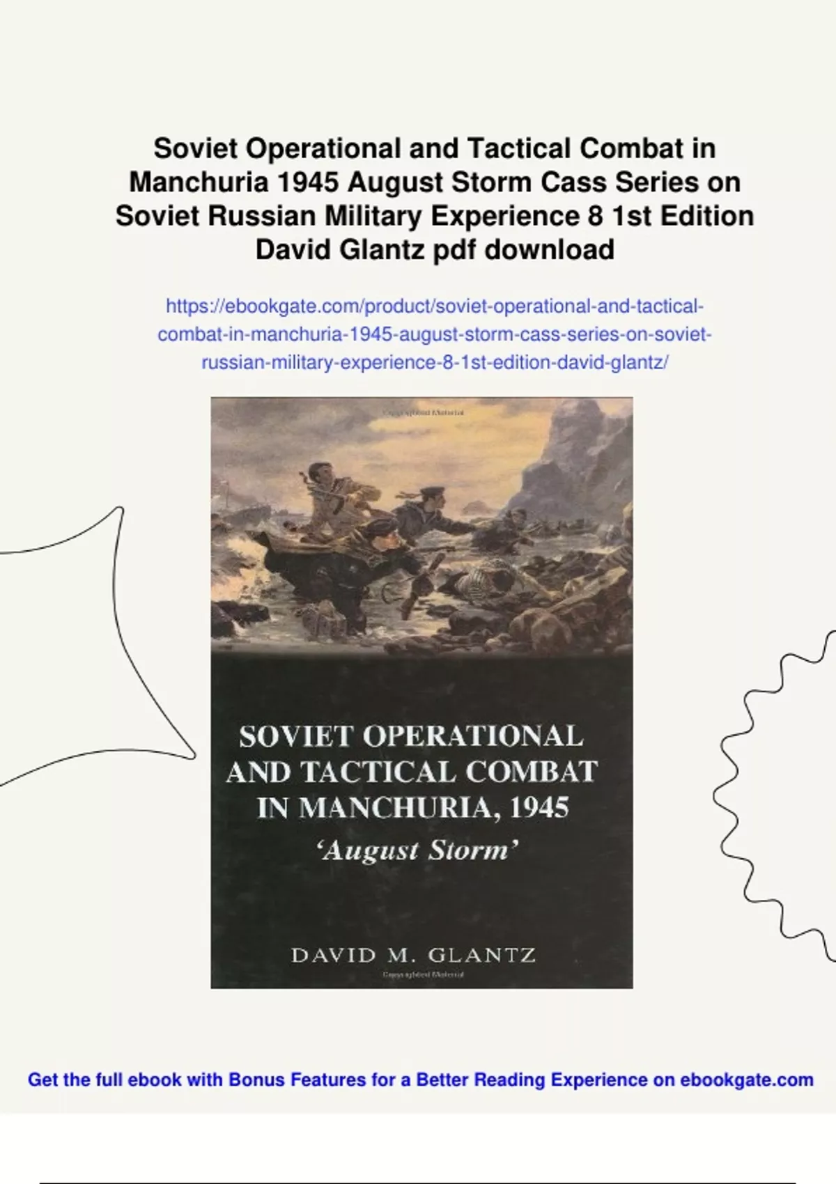 Summary Soviet Operational and Tactical Combat in Manchuria 1945 August ...