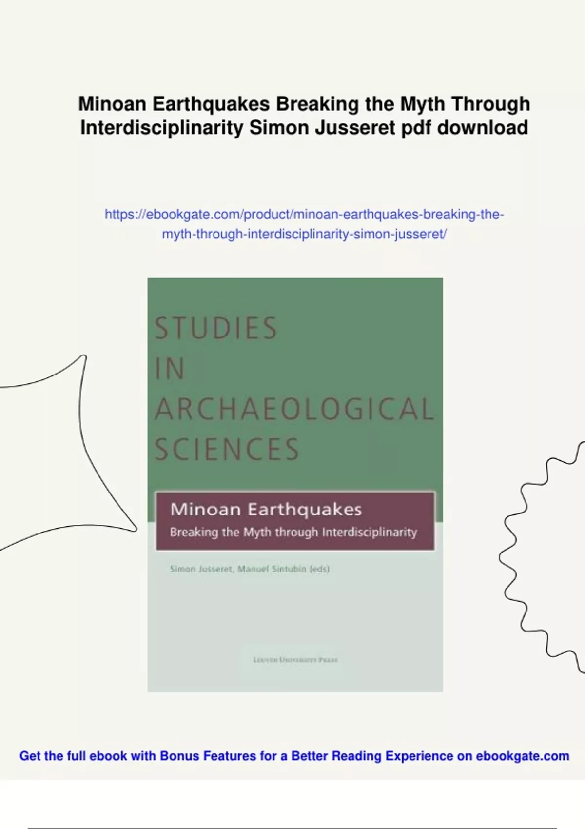 Summary Minoan Earthquakes Breaking the Myth Through ...