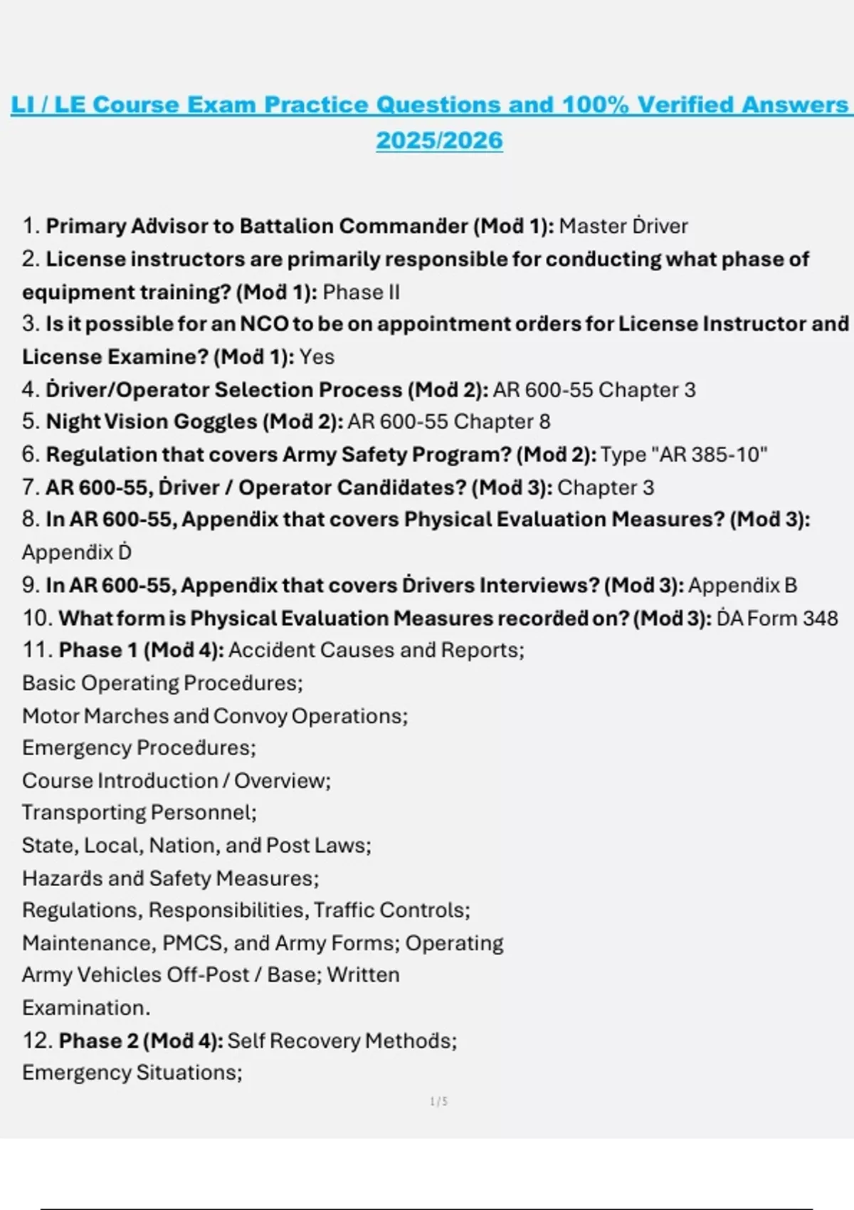 LI / LE Course Exam Practice Questions and 100% Verified Answers – 2025 ...