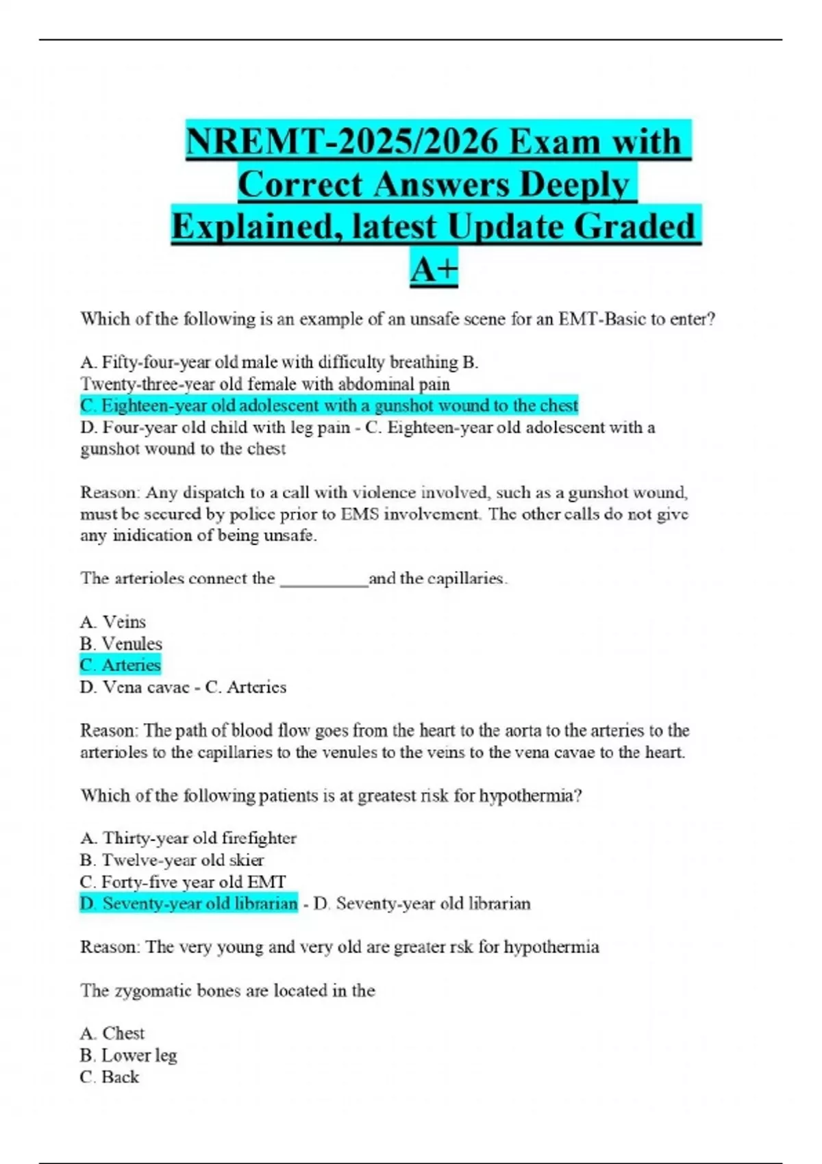 NREMT-2025/2026 Exam with Correct Answers Deeply Explained, latest ...