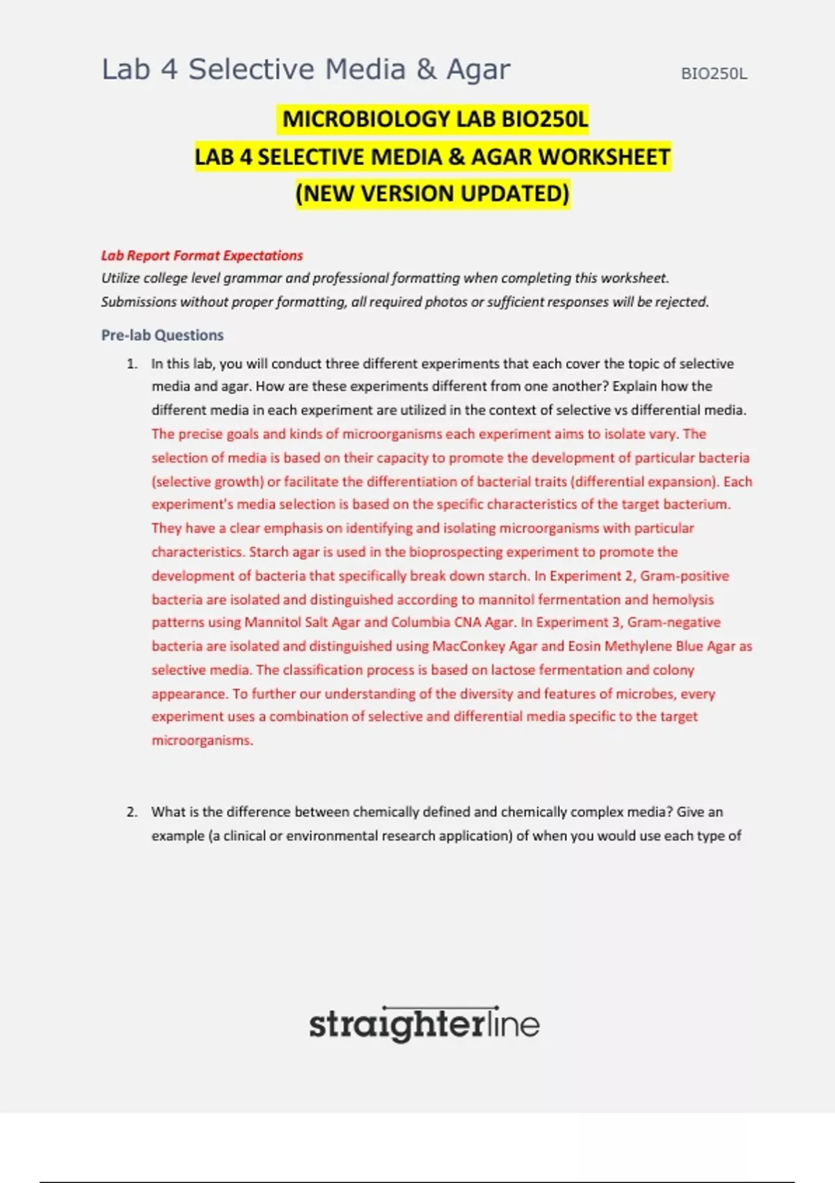 Microbiology Lab BIO250L – Lab 4: Selective Media & Agar (Updated ...