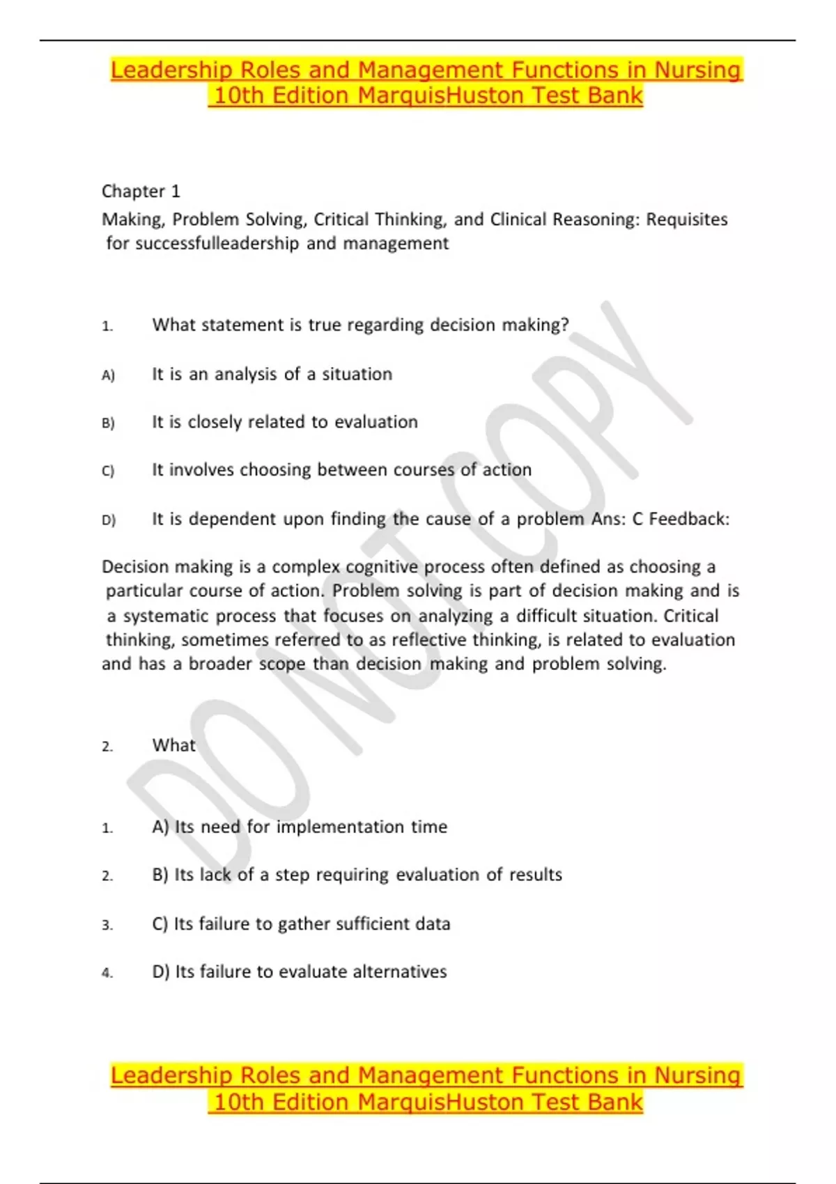 Leadership Roles and Management Functions in Nursing 10th Edition ...
