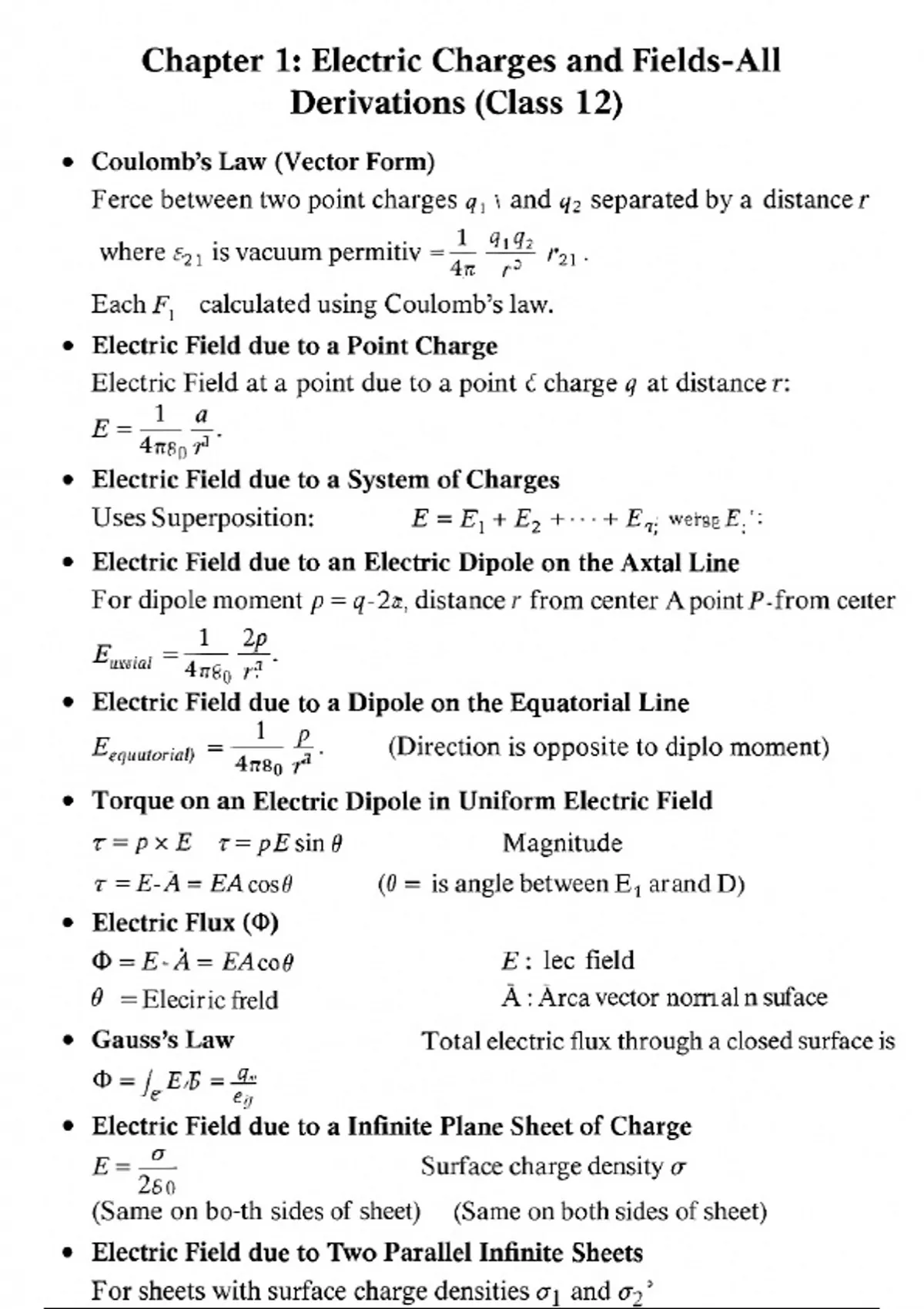 **"Class 12 Physics – Chapter 1: Electric Charges and Fields – Complete ...