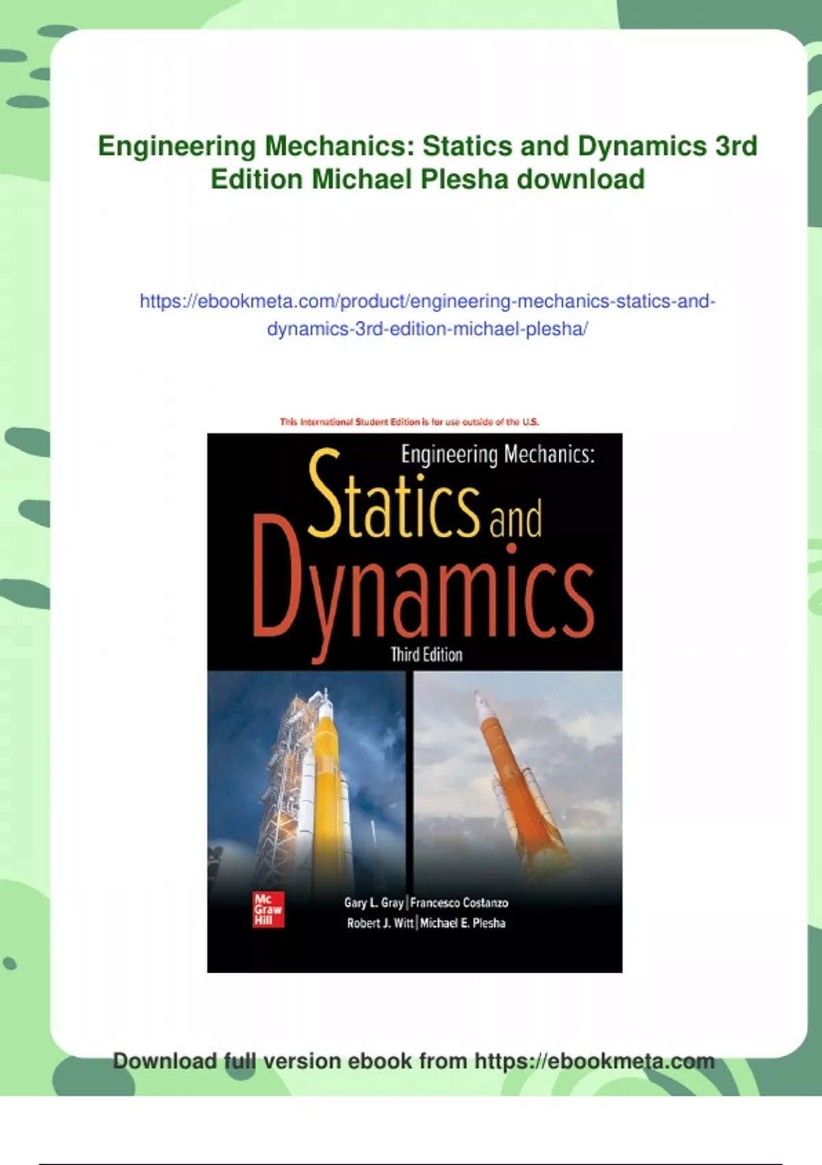 Summary Engineering Mechanics: Statics and Dynamics 3rd Edition Michael ...