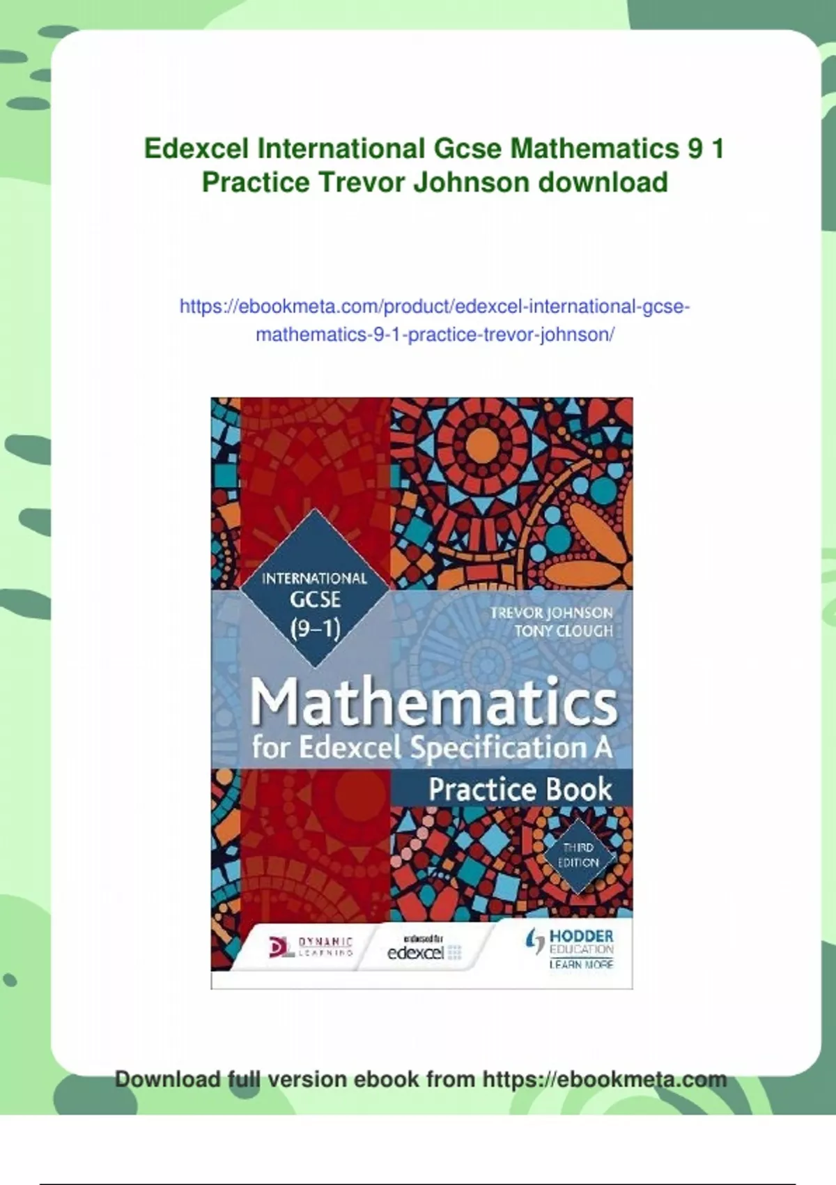 Summary Edexcel International Gcse Mathematics 9 1 Practice Trevor Johnson - Instant Download ...