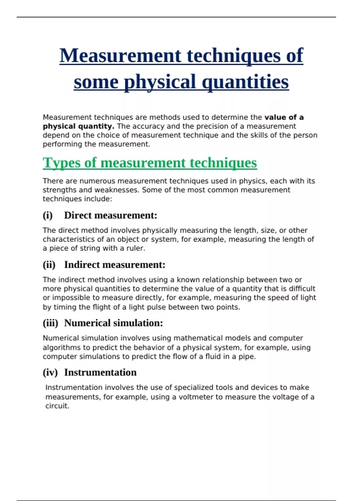Measurement Techniques of Physical Quantities – Class 11 Physics Notes ...
