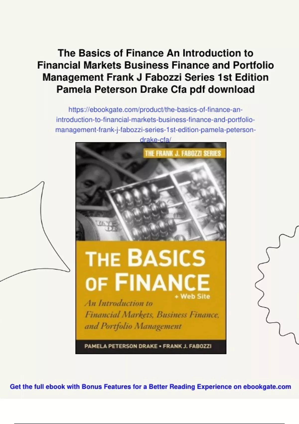 Summary The Basics of Finance An Introduction to Financial Markets ...
