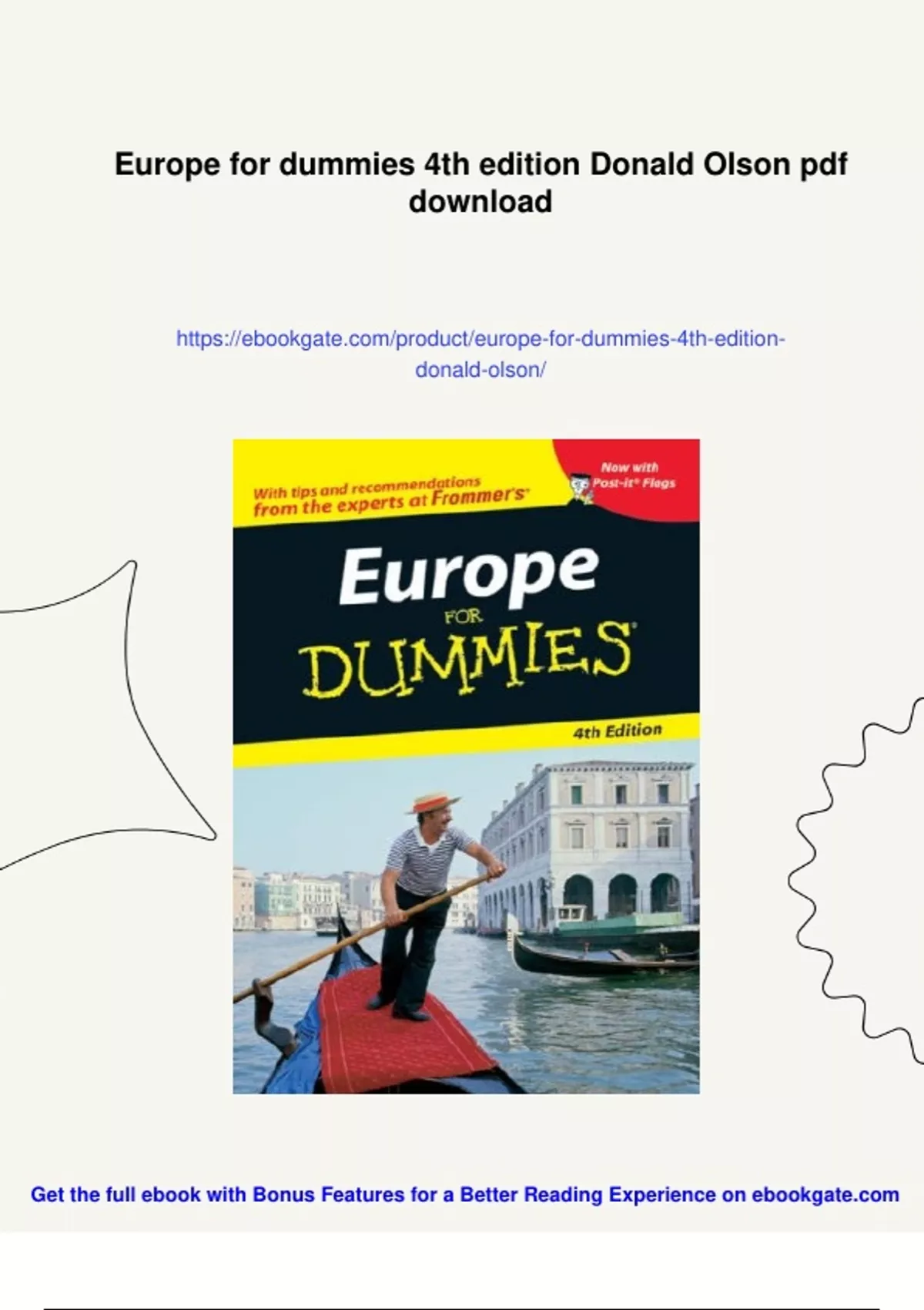 Summary Europe for dummies 4th edition Donald Olson - Digital Download ...