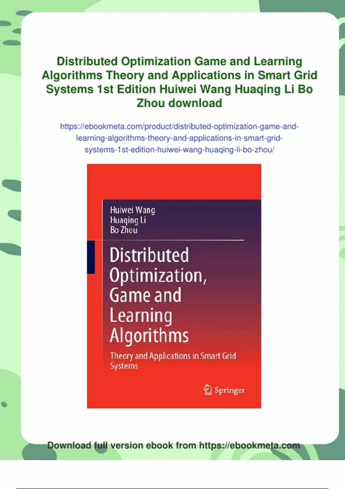 Summary Distributed Optimization Game and Learning Algorithms Theory ...