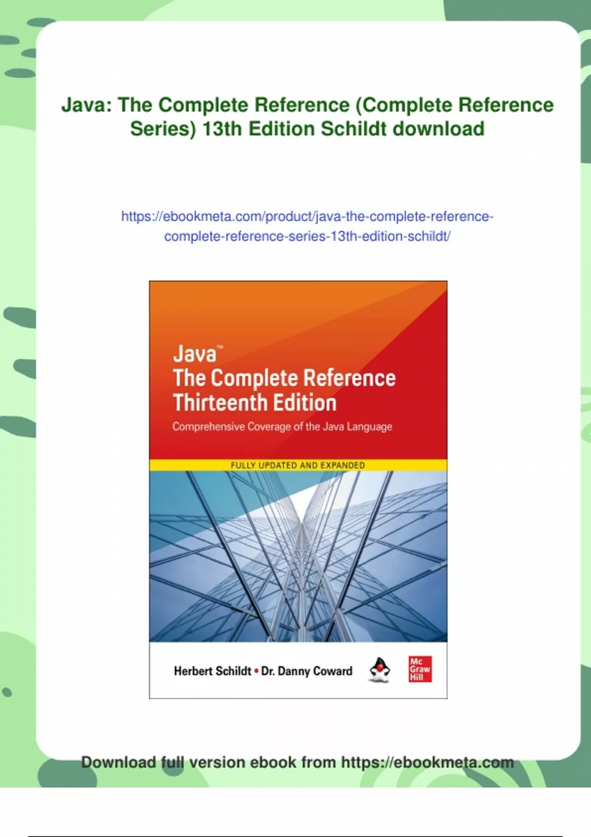 Summary Java: The Complete Reference (Complete Reference Series) 13th ...