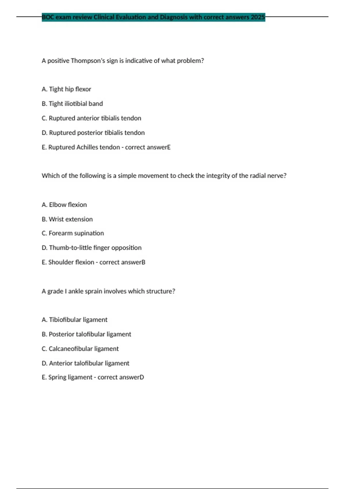 BOC exam review Clinical Evaluation and Diagnosis - Bocce coach - Stuvia US