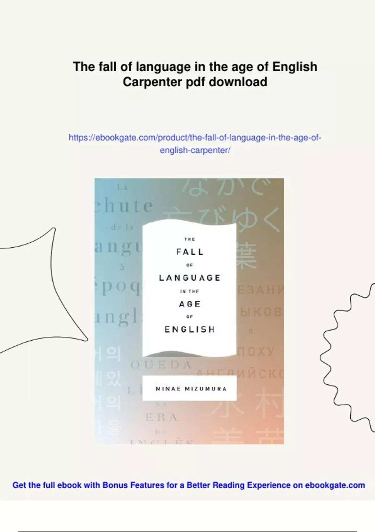 Summary The fall of language in the age of English Carpenter - Instant ...