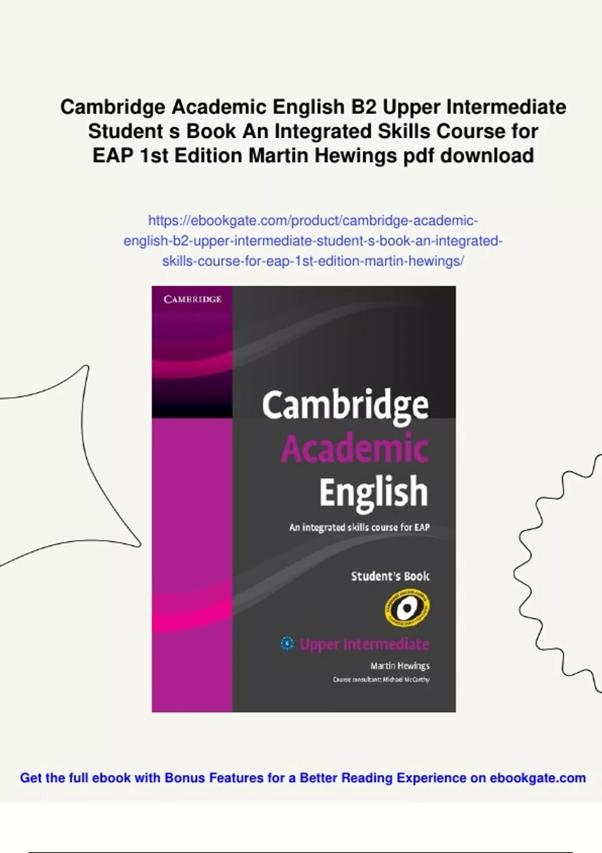 Summary Cambridge Academic English B2 Upper Intermediate Student s Book An Integrated Skills ...