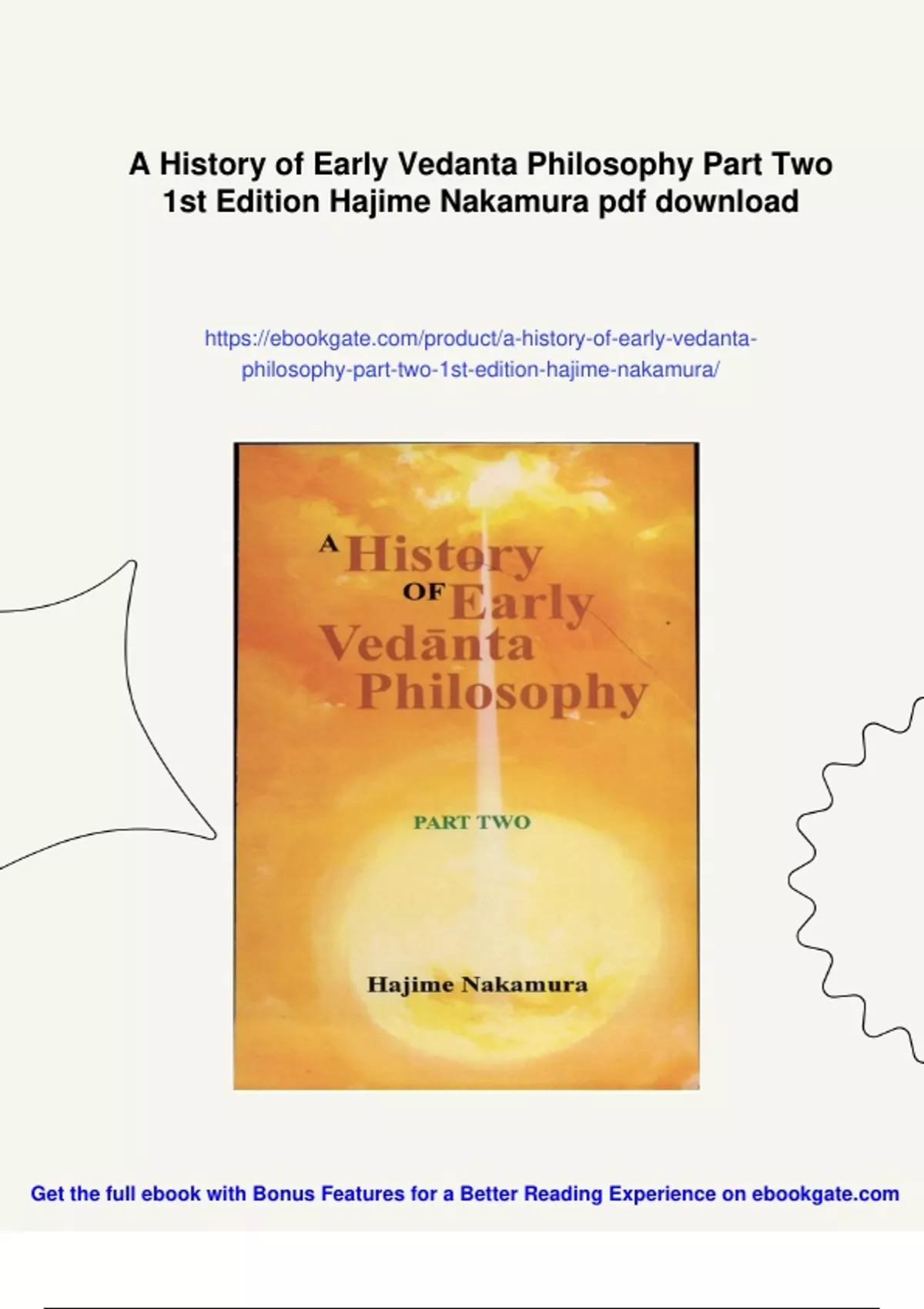 Summary A History of Early Vedanta Philosophy Part Two 1st Edition Hajime Nakamura - PDF ...