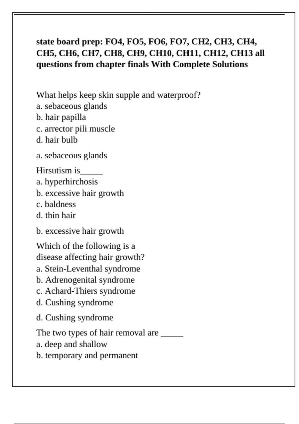 state board prep: FO4, FO5, FO6, FO7, CH2, CH3, CH4, CH5, CH6, CH7, CH8 ...