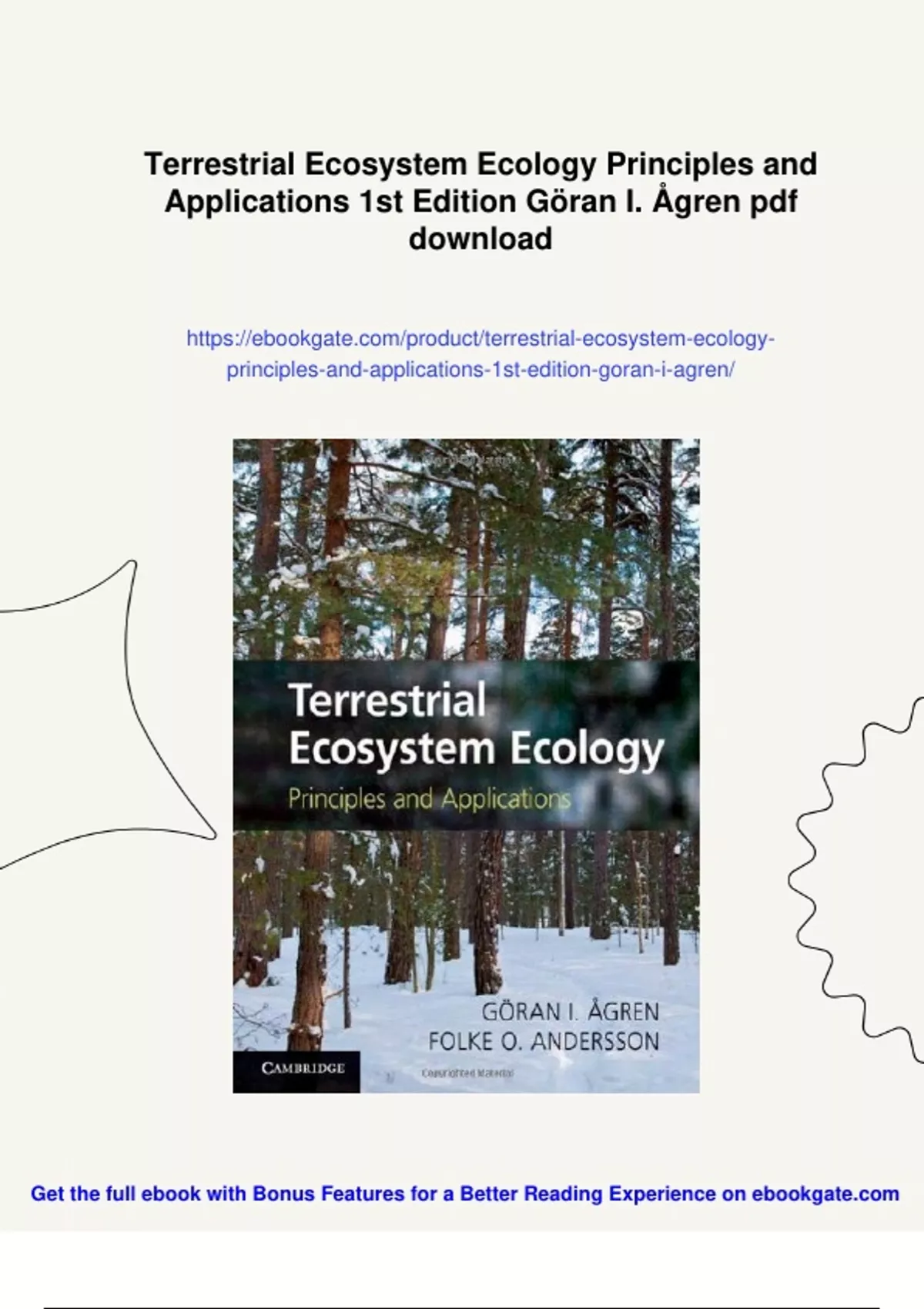 Summary Terrestrial Ecosystem Ecology Principles and Applications 1st ...