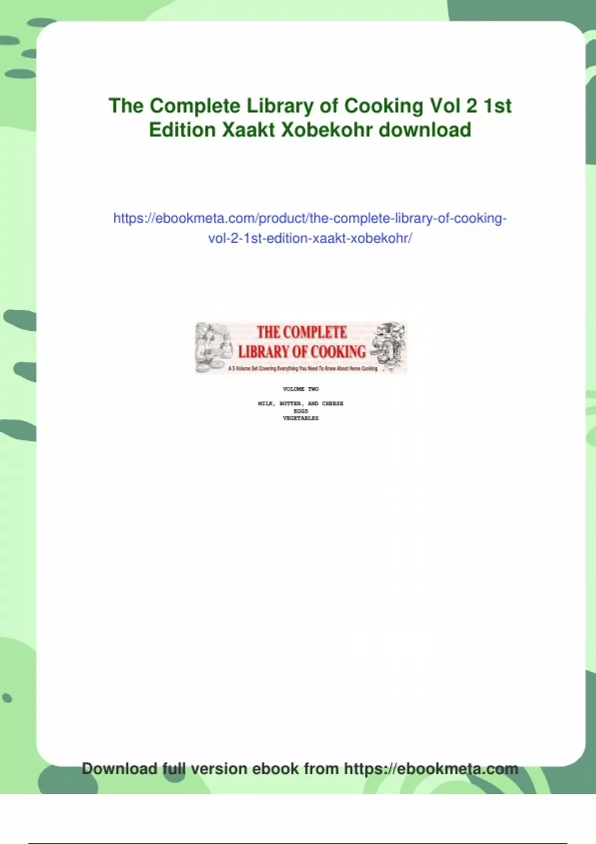 Summary The Complete Library of Cooking Vol 2 1st Edition Xaakt ...