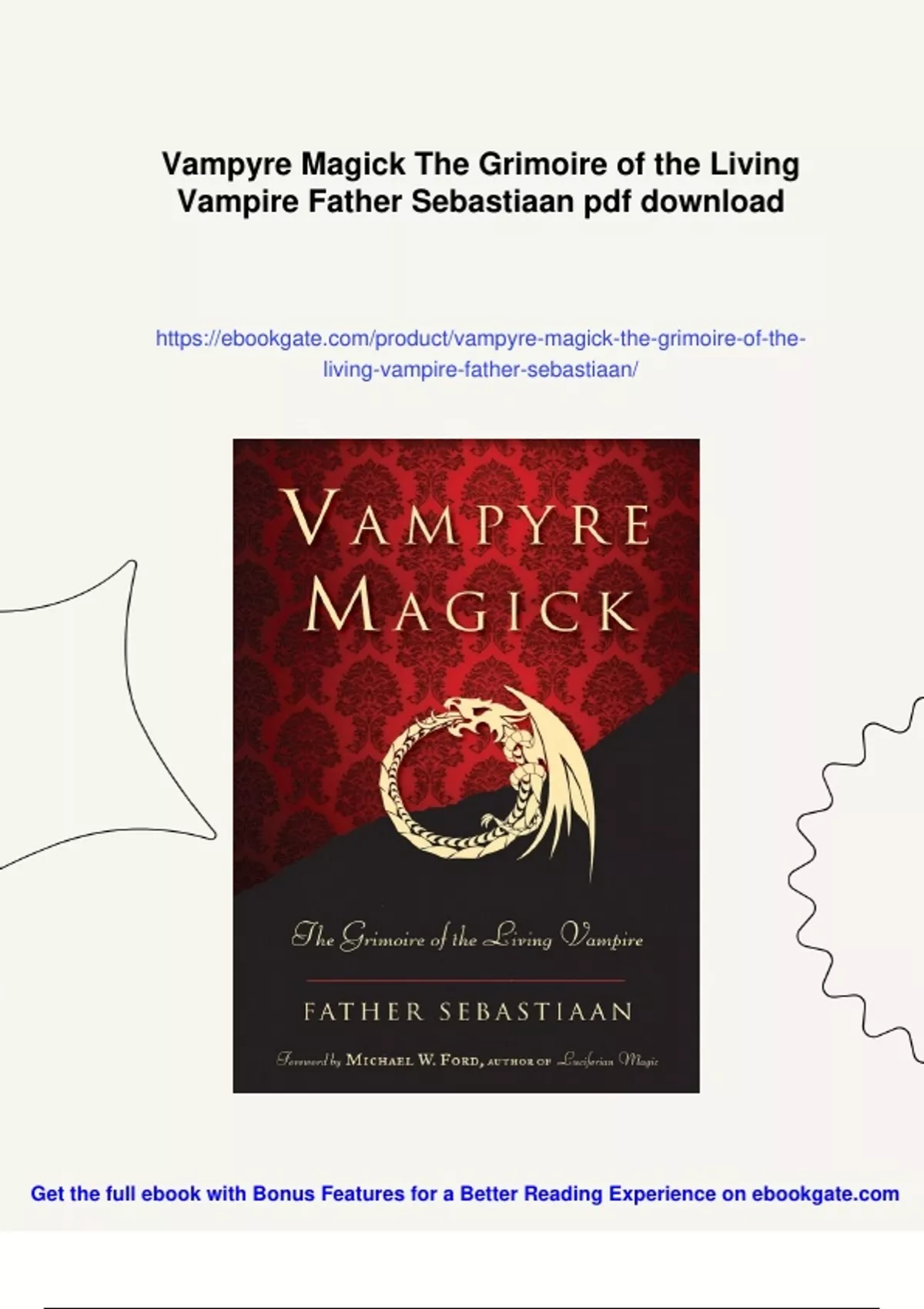 Summary Vampyre Magick The Grimoire of the Living Vampire Father ...