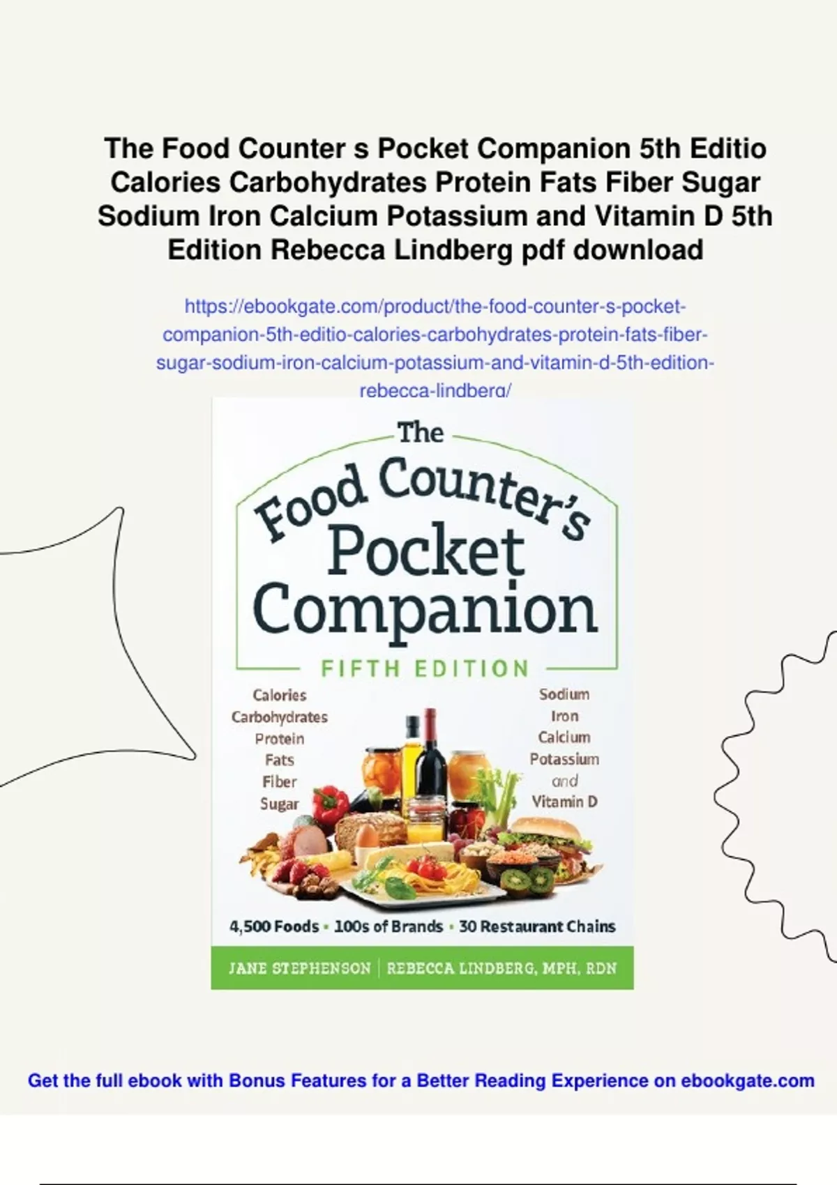 Summary The Food Counter s Pocket Companion 5th Editio Calories ...