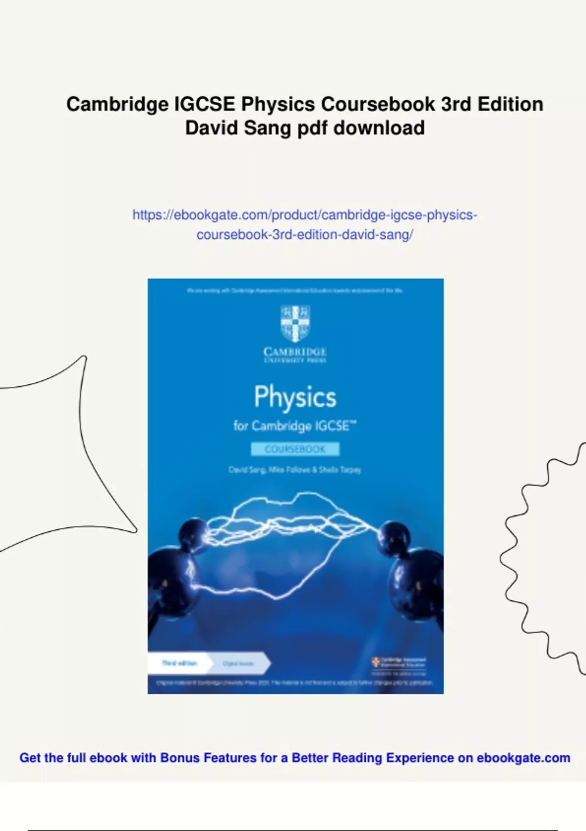 Summary Cambridge IGCSE Physics Coursebook 3rd Edition David Sang ...
