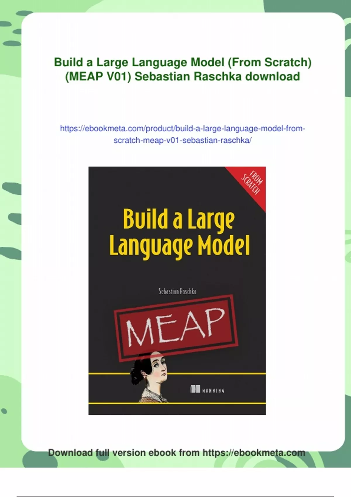 Summary Build a Large Language Model (From Scratch) (MEAP V01 ...