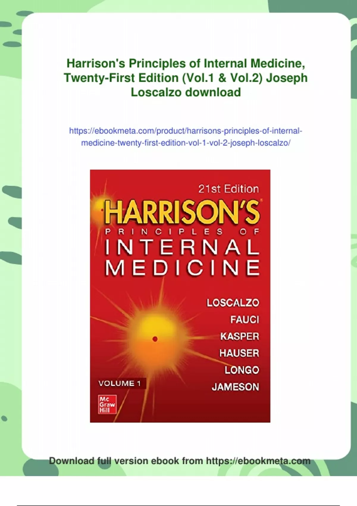Summary Harrison's Principles of Internal Medicine, Twenty-First ...