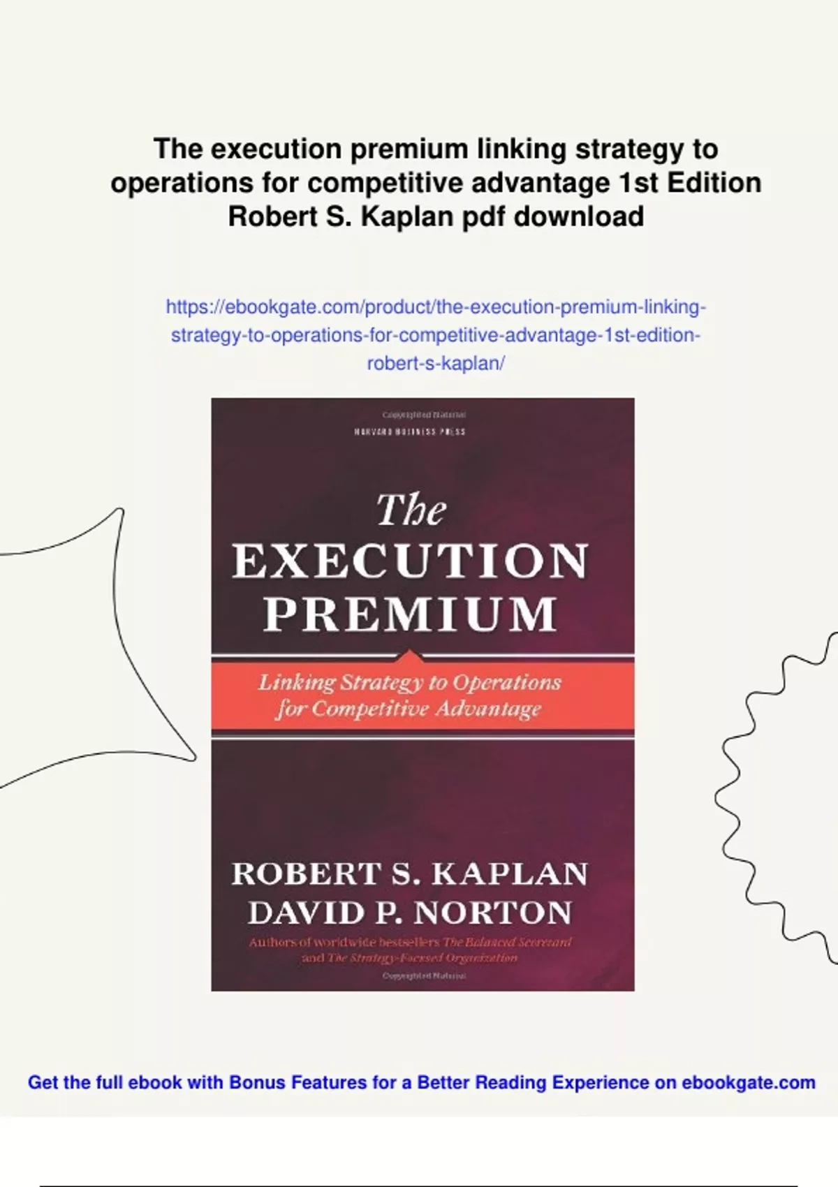 Summary The execution premium linking strategy to operations for ...