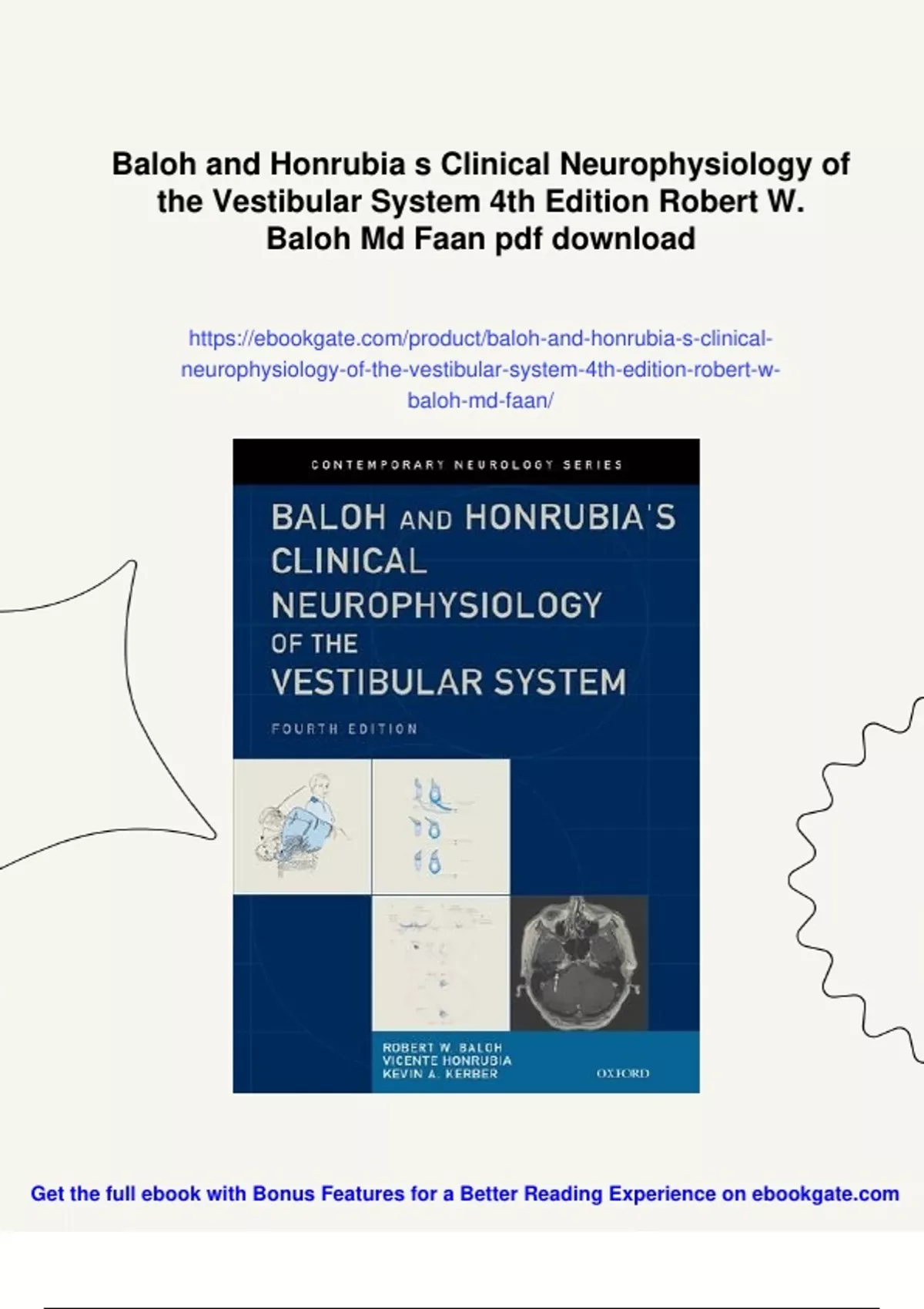Summary Baloh and Honrubia s Clinical Neurophysiology of the Vestibular ...