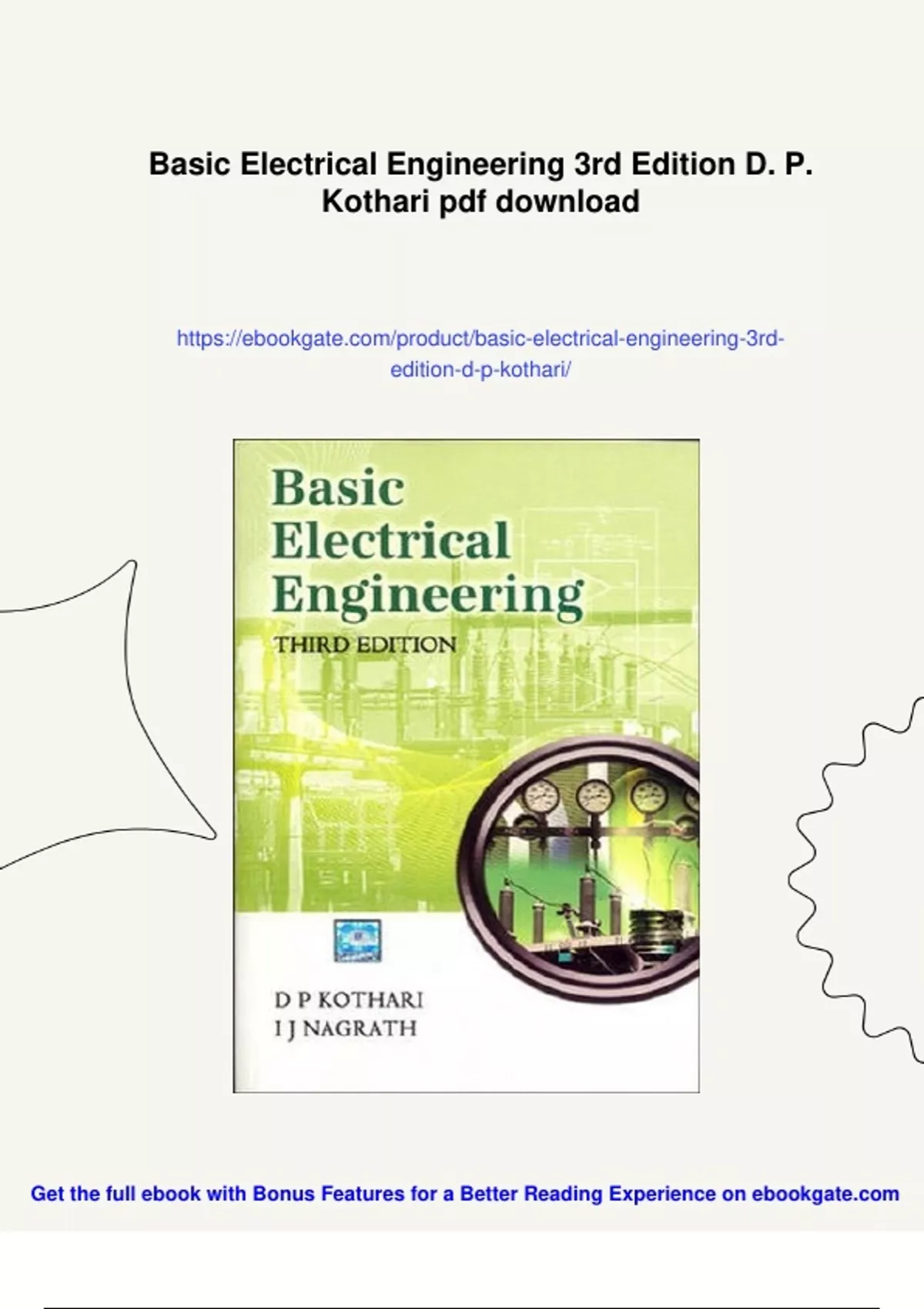 Summary Basic Electrical Engineering 3rd Edition D. P. Kothari - PDF Download - Ebookname ...