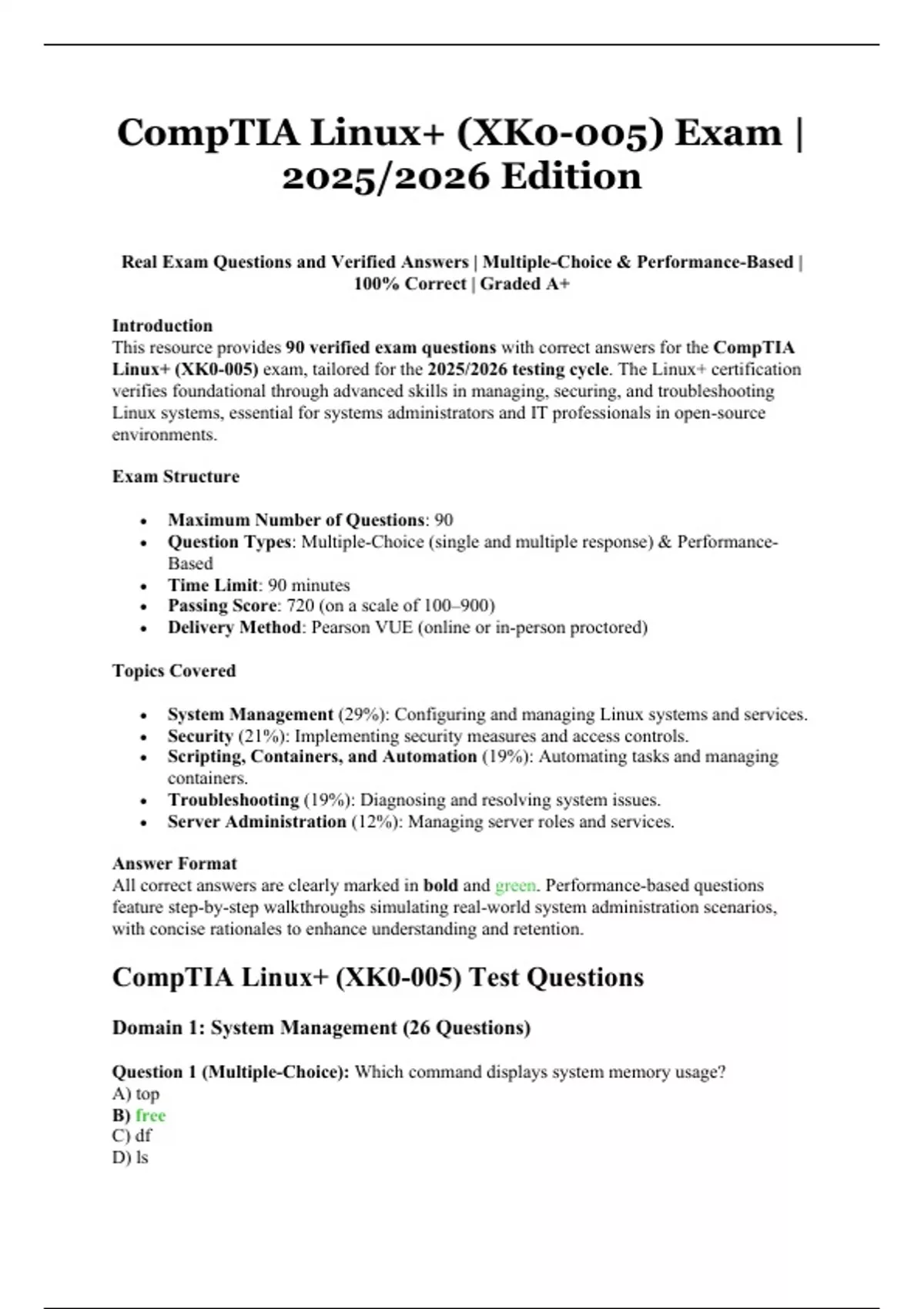 CompTIA Linux+ (XK0-005) Exam | 2025/2026 Edition – Real Exam Questions ...