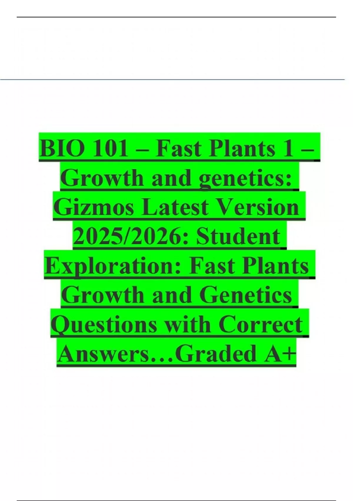 BIO 101 – Fast Plants 1 – Growth and genetics: Gizmos Latest Version ...