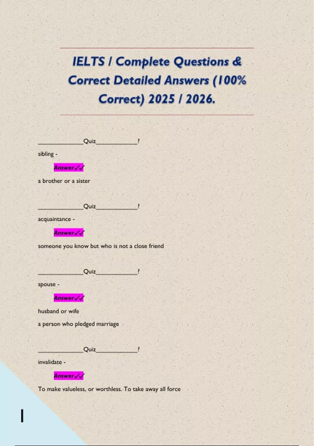 Ielts Complete Questions Correct Detailed Answers 100 Correct