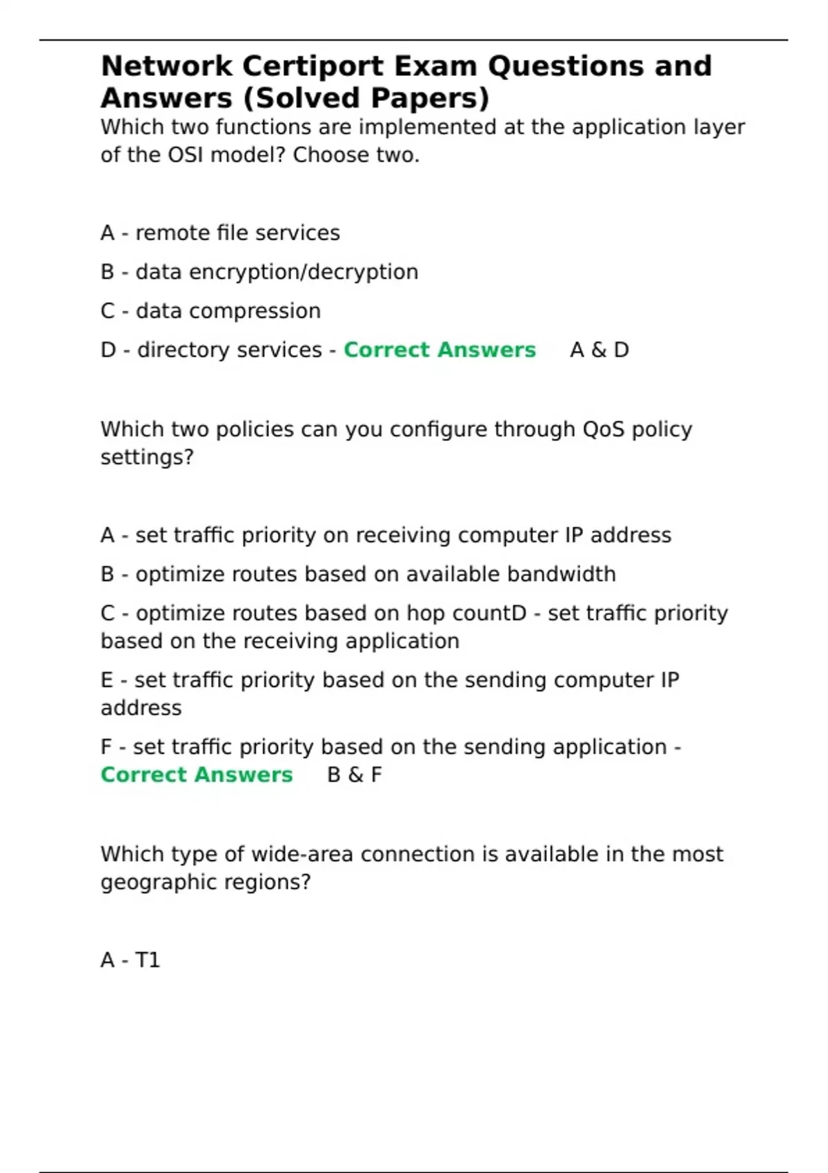 Network Certiport Exam Questions and Answers (Solved Papers ...