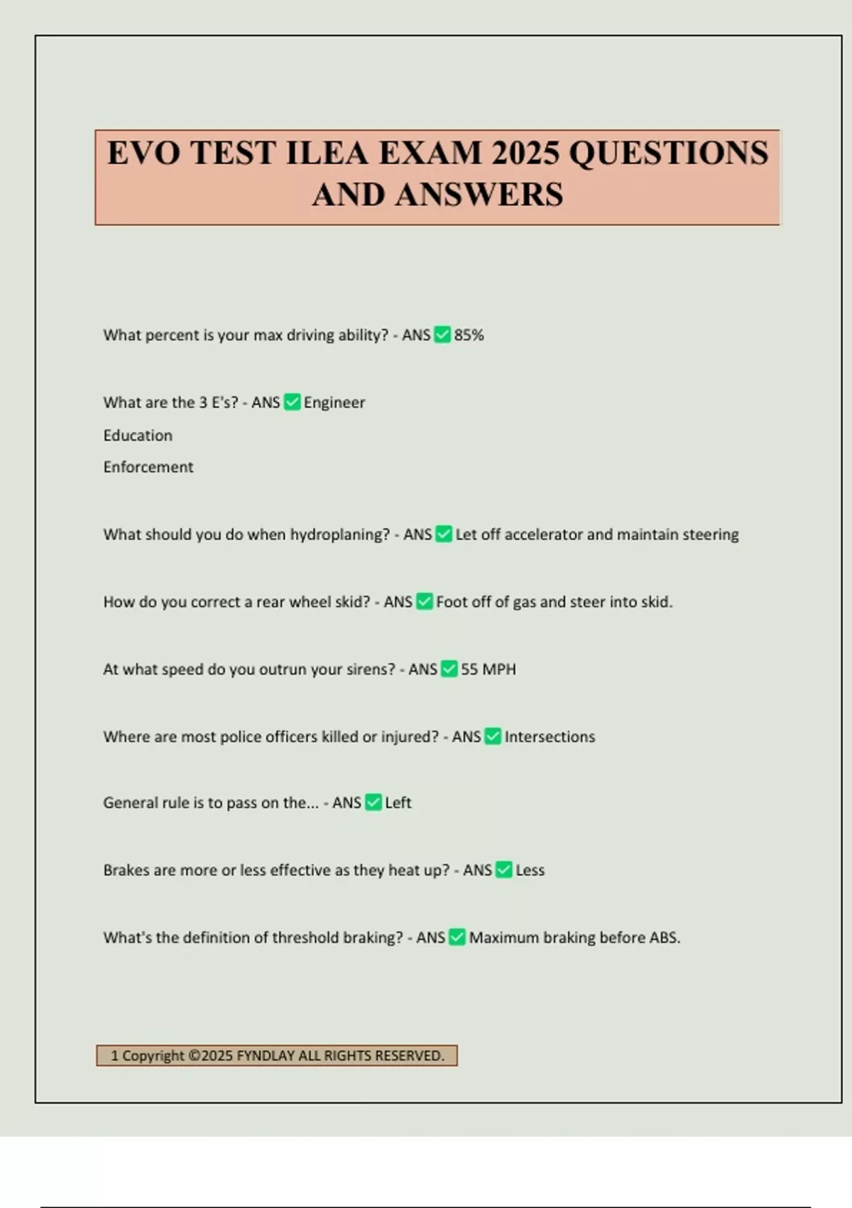 EVO TEST ILEA EXAM 2025 QUESTIONS AND ANSWERS - EVO - Stuvia NL