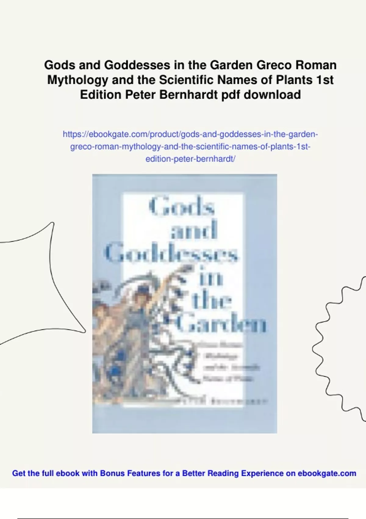 Summary Gods and Goddesses in the Garden Greco Roman Mythology and the ...